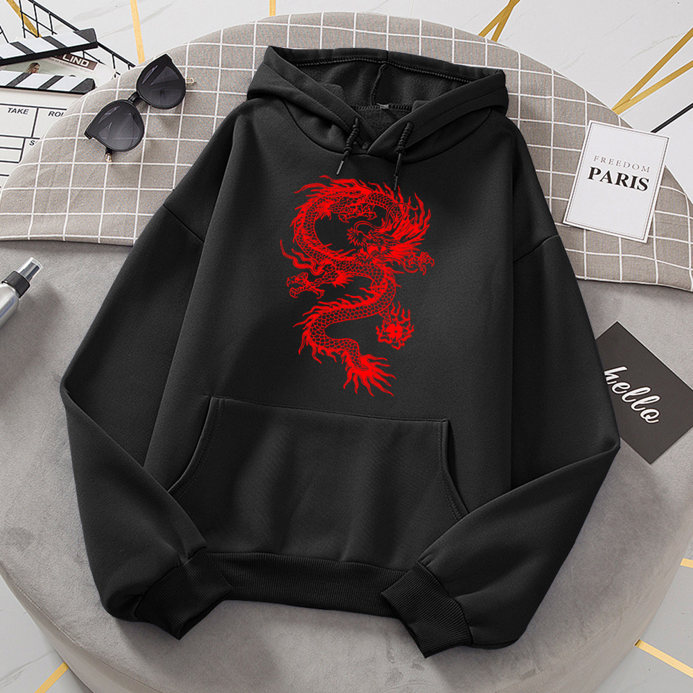 Red Dragon Fashion Sweat Printing Men's Hoody Oversize Loose