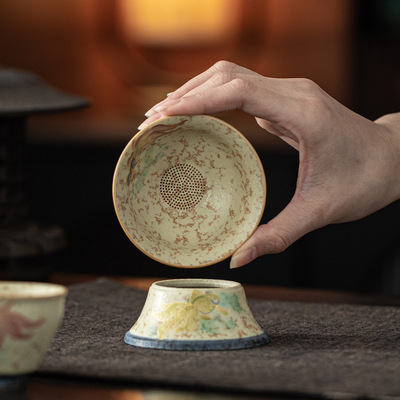 喜确JASMIN|青花火石过滤组陶瓷茶叶过滤器中式复古茶具