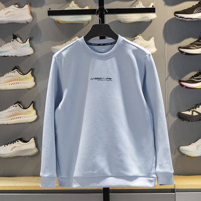 李宁男子圆领立体裁剪针织卫衣