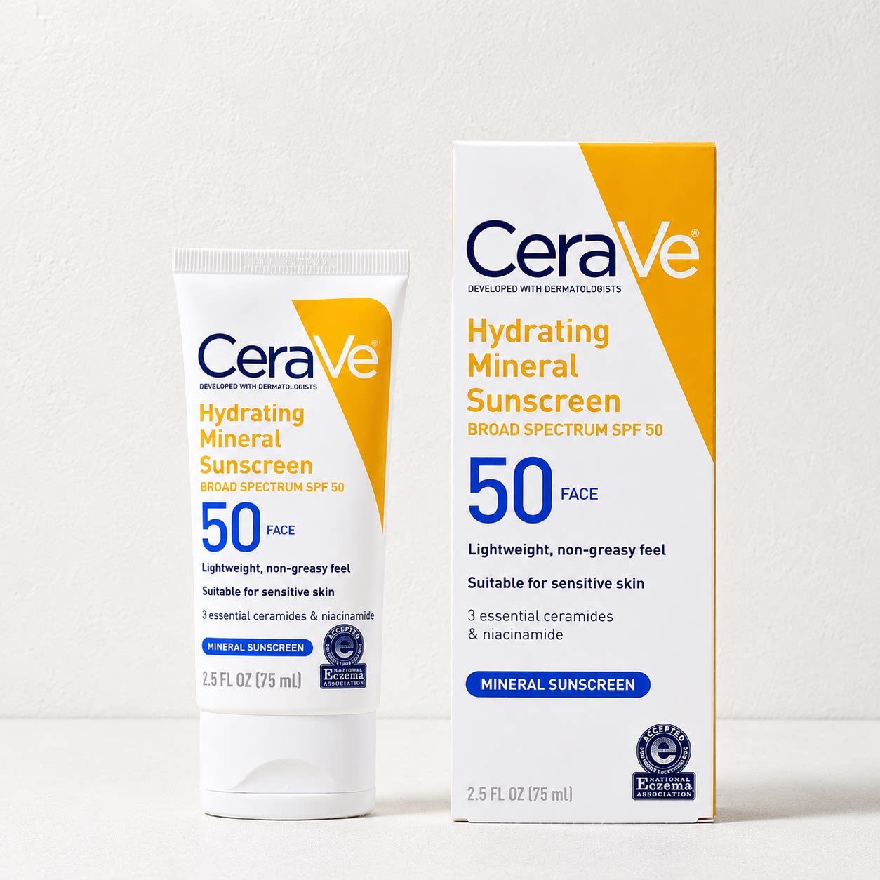 现货美版CeraVe适乐肤纯物理防晒霜SPF50面部日霜滋润保湿低敏