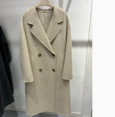 3QR长款桑蚕丝绵羊毛羊绒大衣