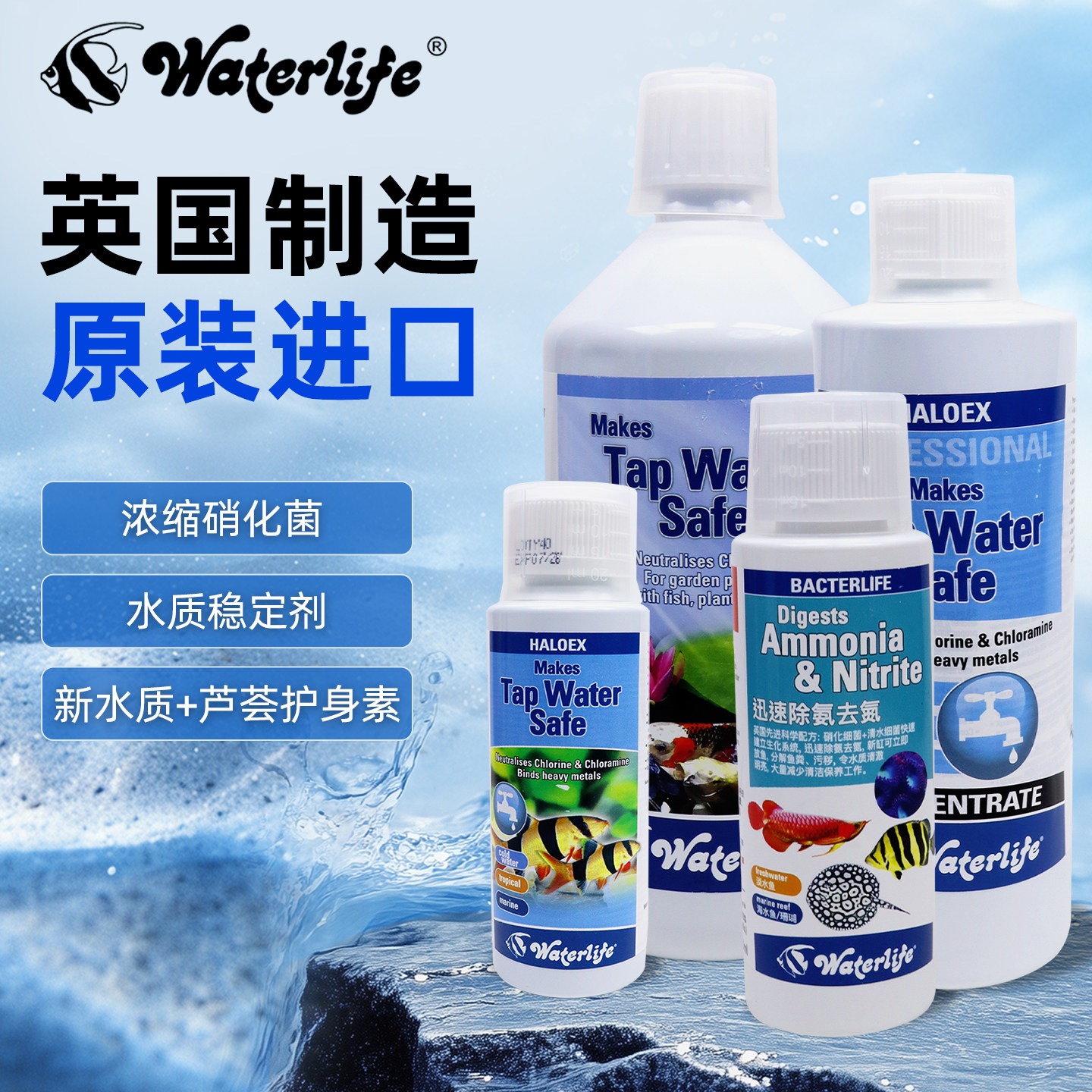 保真英国进口waterlife硝化菌水质稳定剂维生素净水细菌