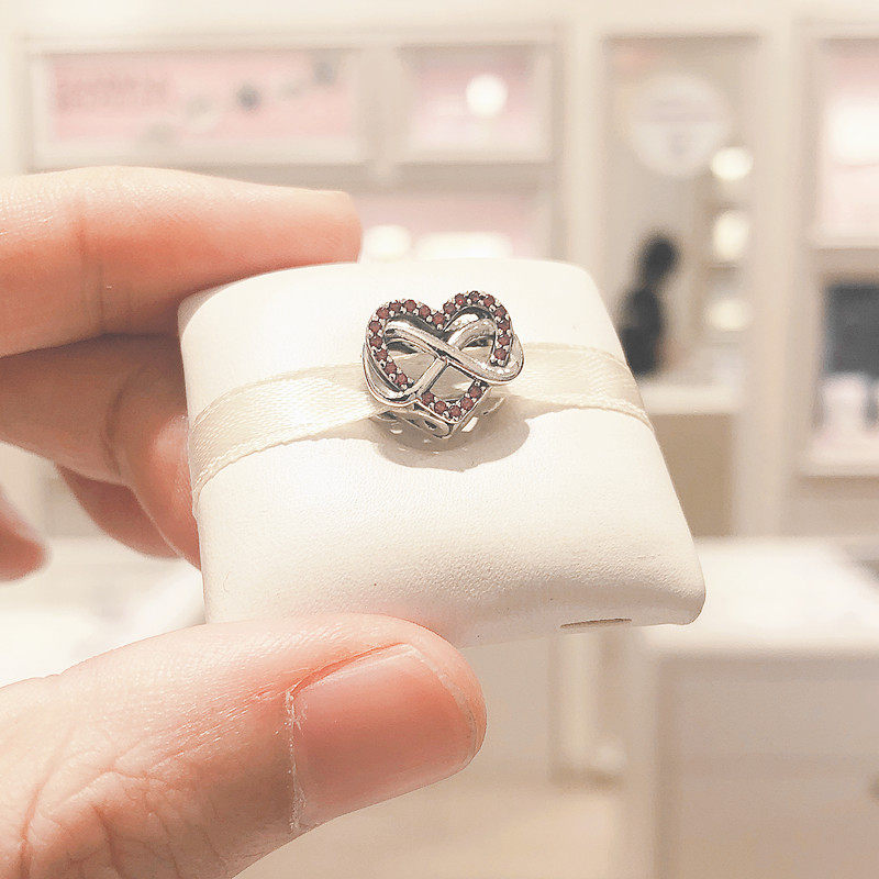 Pandora潘多拉正品925银亲情永恒红心串珠串饰792246C01情侣礼物_虎窝淘