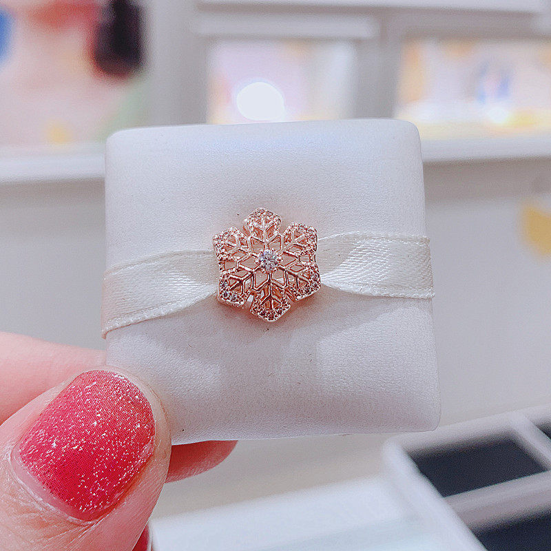 Pandora潘多拉玫瑰金镂空雪花黄金色珠子女782378C01生日礼物串珠_虎窝淘