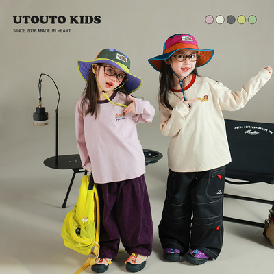 utouto五色撞色领口T恤