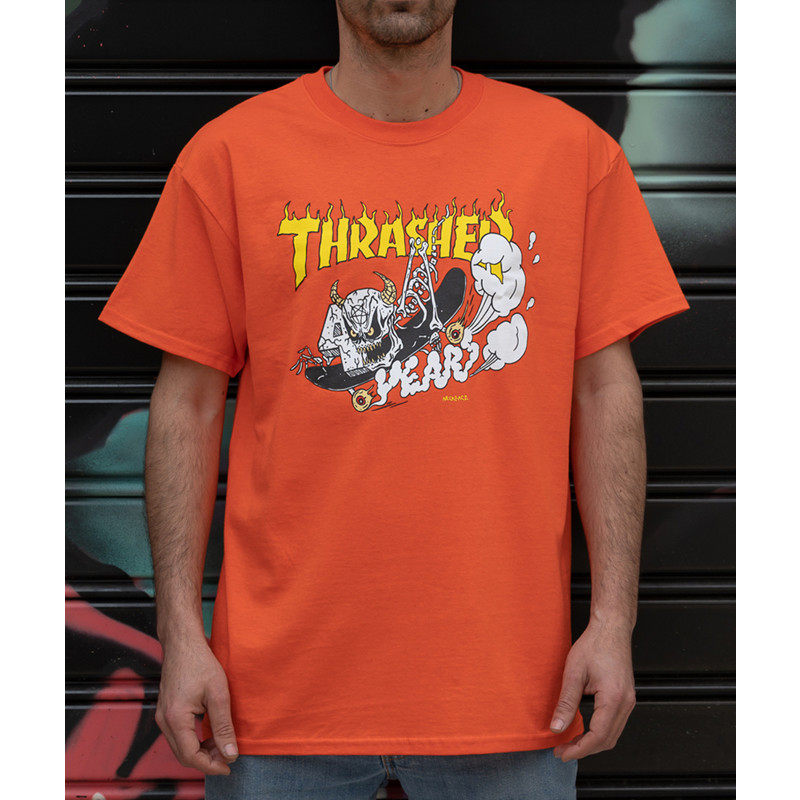 THRASHER 40 YEARS NECKFACE 火焰短袖40周年创意鬼脸滑板T恤 潮