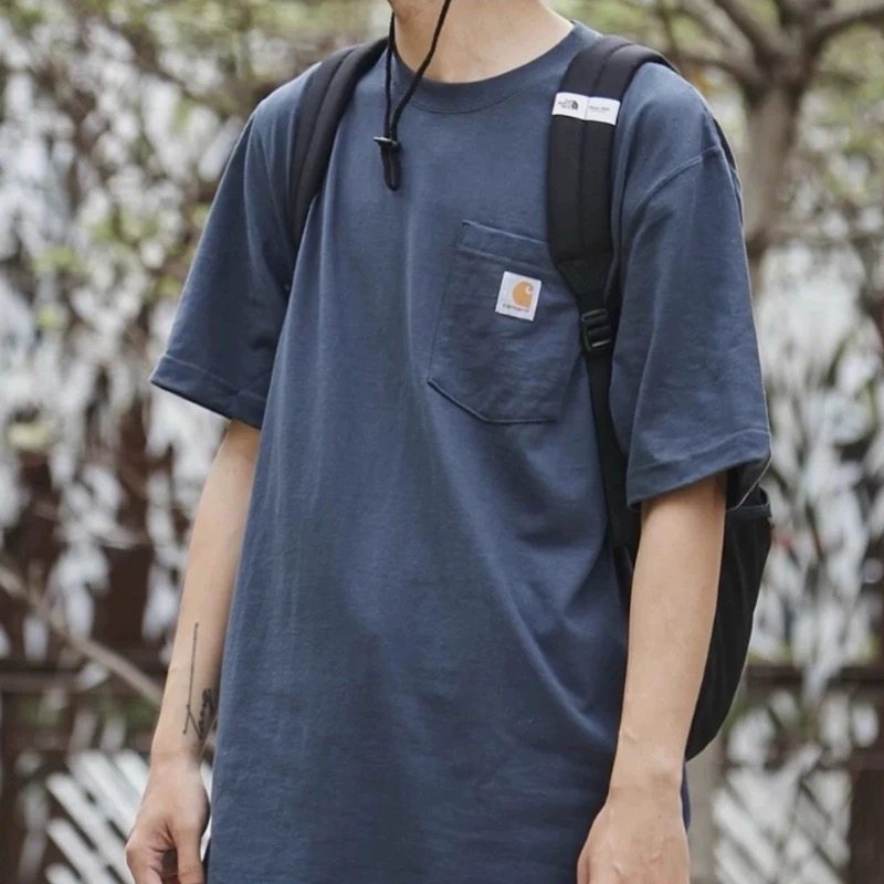 正品现货 Carhartt卡哈特K87经典美式打底工装风口袋情侣短袖T恤