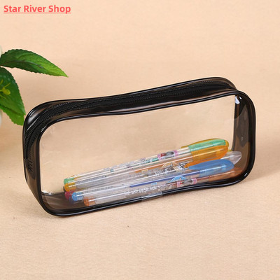 PVC Transparent Zipper Pencil Bag Pen Case Stationery Storag