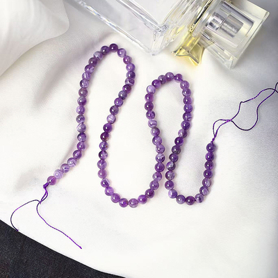 工厂处理福利价天然水晶梦幻紫水晶圆珠半成品散珠 女款水晶饰品