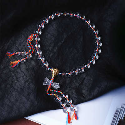 天然白水晶圆珠原创设计款手持款手串 男女款白水晶饰品可做车挂