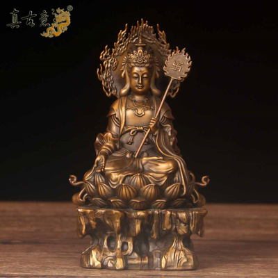 真古意  铜摩&利之天菩萨佛像摆件铜菩萨佛像家居桌面工艺品摆件