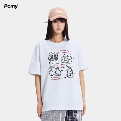 PCMY纯棉重磅宽松印花短袖T恤