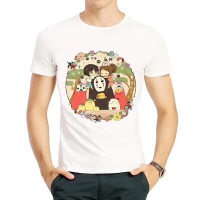 千与千寻T恤白色宫崎骏圆领短袖印花无脸男衣服男女spirited away