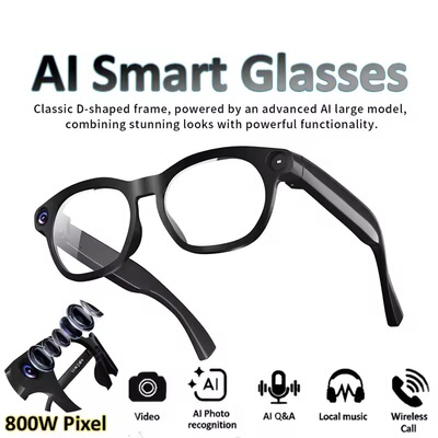 AI Smart Glasses 8MP Camera Translation Live Vlog Sunglasses