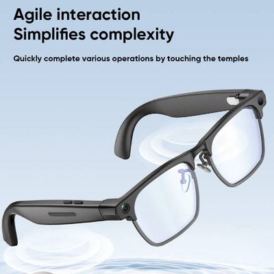 semi-rimless glasses AI translator video camera headphone