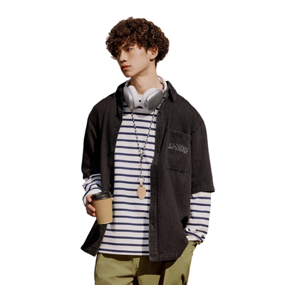 李宁男子衬衫运动生活系列宽松型衬衫休闲舒适百搭ASHU477