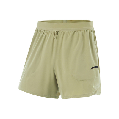 李宁运动裤夏男子跑训系列舒适透气简约常规运动短裤AKSU411-B品