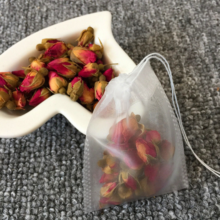 新品6*8cm尼龙抽线茶包袋过滤袋 一次性茶叶袋中药袋茶叶袋36个