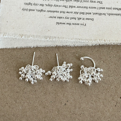 设计感小圆珠烟花流苏耳钉女小众个性时尚气质百搭耳骨夹耳环耳饰