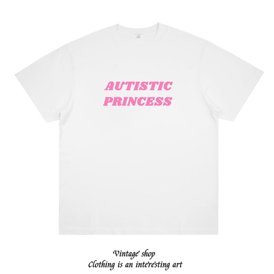 AUTISTIC PRINCESS 美式辣妹ins标语潮流打底纯棉印花短袖半袖T恤