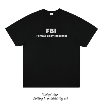 FBI Female Body Inspector 老友记瑞秋vintage趣味印花短袖T恤潮