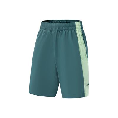 李宁正品健身系列男子柔软舒适运动休闲梭织直筒系带短裤AKSV087