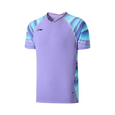李宁正品男女品牌LOGO时尚舒适柔软亲肤羽毛球短袖T恤AAYW041-5