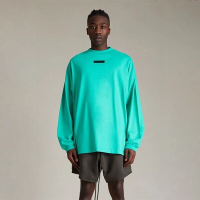 Fear of God Essentials 24SS前小皮标纯色LS长袖T恤tee高街FOG