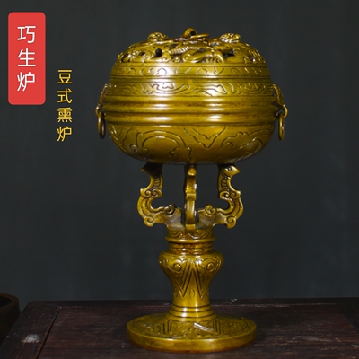 陈巧生制鳝鱼黄仿汉豆式熏炉苏工巧生纯手工湿蜡法浇筑工艺宣德