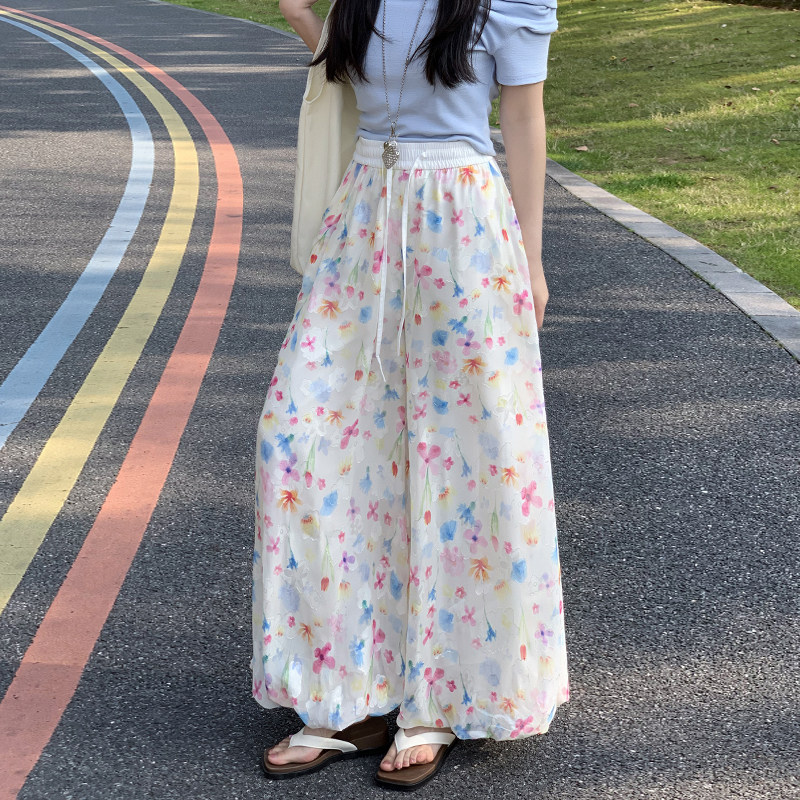 2026实拍夏季提花海边度假显瘦高腰宽松休闲九分裤职业裤套装其他