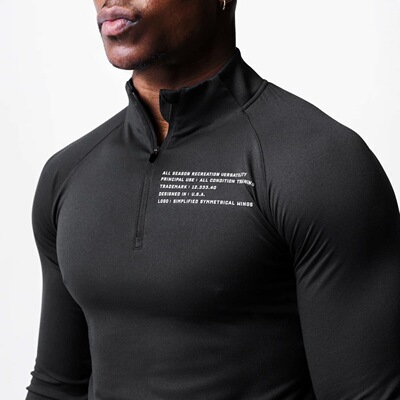 新款德绒半拉链运动健身衣男式