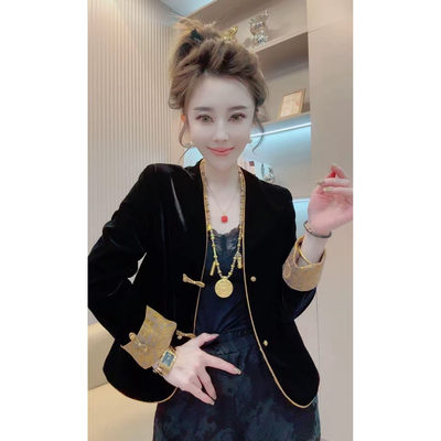 新中式国风盘扣丝绒真丝提花双面穿宽松短外套女2025春秋唐装上衣