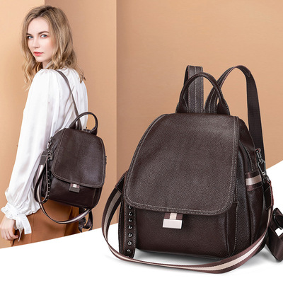 Original Soft Leather Backpack Women Anti Theft Travel Bag