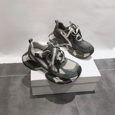 LFR真皮厚底老爹鞋女2026春新款复古百搭增高休闲运动鞋系带潮款