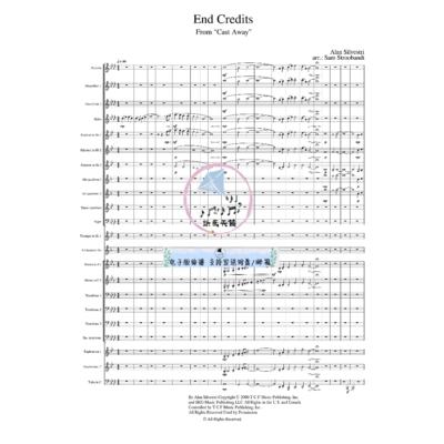 荒岛余生片尾曲 Cast Away End Credits 交响管乐 原版 总谱 分谱