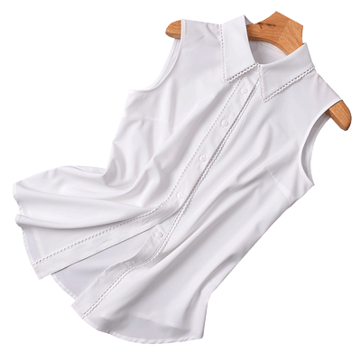艾藤新款背心百搭风无袖白衬衣