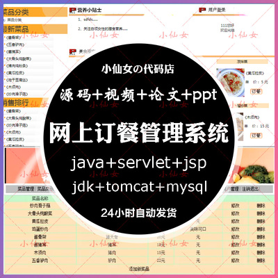java网上订餐管理系统源代码 jsp校园外卖项目设计源码 带文档ppt