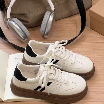 美之美时尚运动休闲鞋皮厚底板鞋