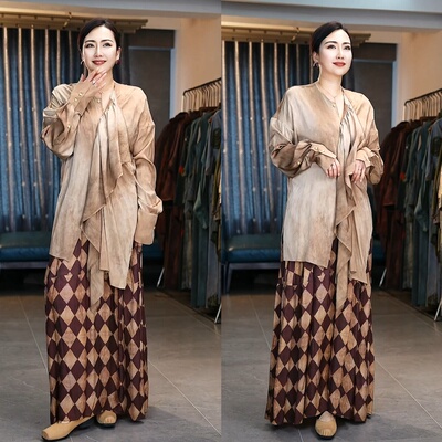 小众设计uma风经典棋盘格半身裙长款暗黑风调性做旧脏染花苞裙