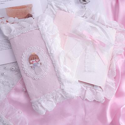 湫凌手作 自制A5书衣weeks书套手账本布艺保护套蕾丝花边一件代发