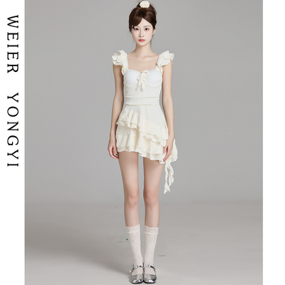 泳衣女连体吊带裙式遮肉小胸聚拢