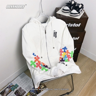 皮质重工十字架拉链外套卫衣