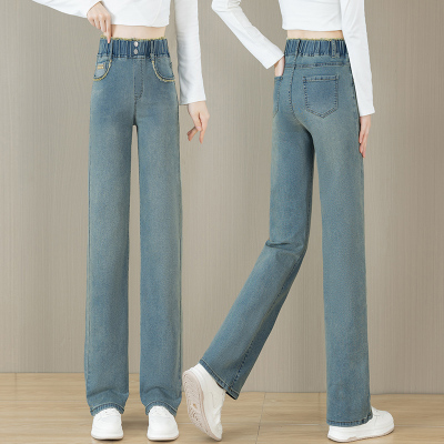 复古浅色直筒牛仔裤女2025年春秋