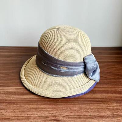 安源夏季新款日系极简风蝴蝶结渔夫帽海边度假百搭盆帽