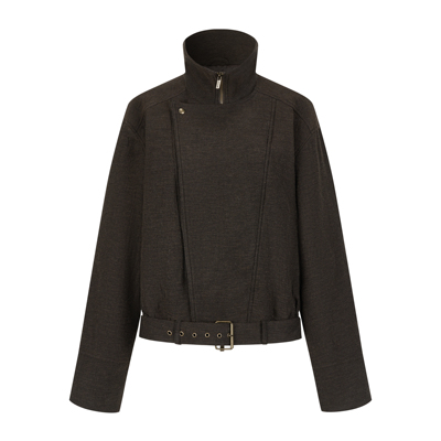 MHV ARCHIVE 女士高领斜门襟短款风衣外套