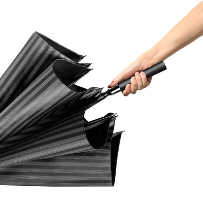 天堂直杆加大加固纤维骨黑胶伞