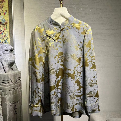 蓝大桑蚕丝2023秋大码上衣