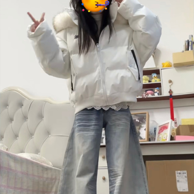 【官方推荐】大毛领羽绒棉服女冬