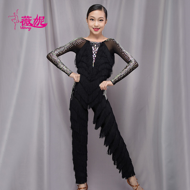 Venny薇妮拉丁舞服装比赛专业镶钻定制女成年新款拉丁演出服秋季_虎窝淘