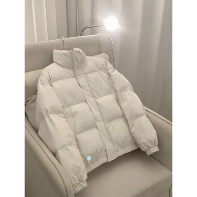 阿茶与阿古白色立领面包服棉服男款冬季韩版宽松加厚保暖棉衣外套